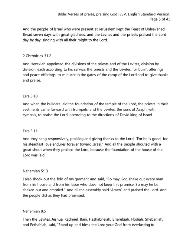 Bible's praise verses; Bonus: God's names: | DOCX | Christianity ...