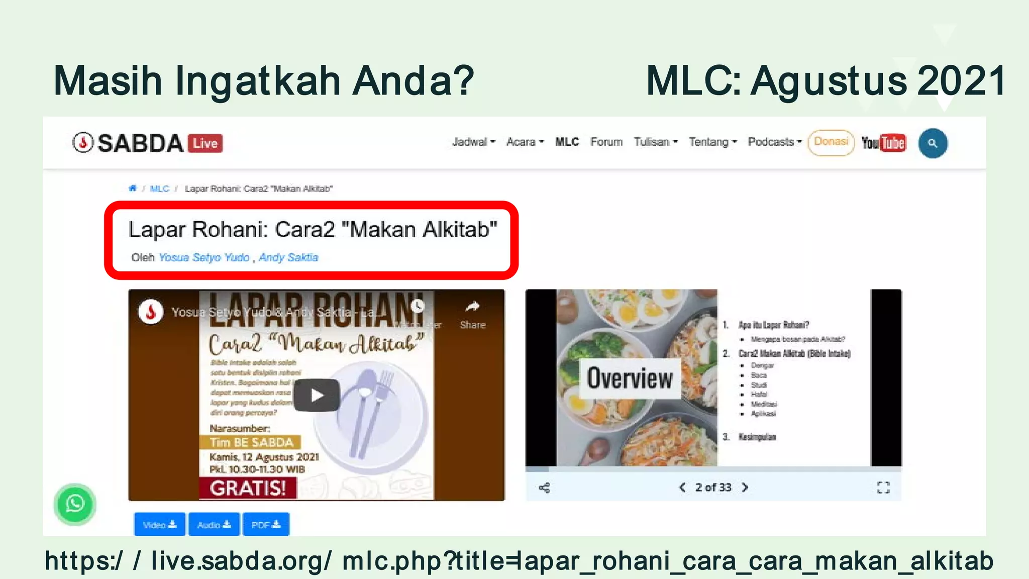 Rencana2 Baca Alkitab dan Renungan2 | PPT