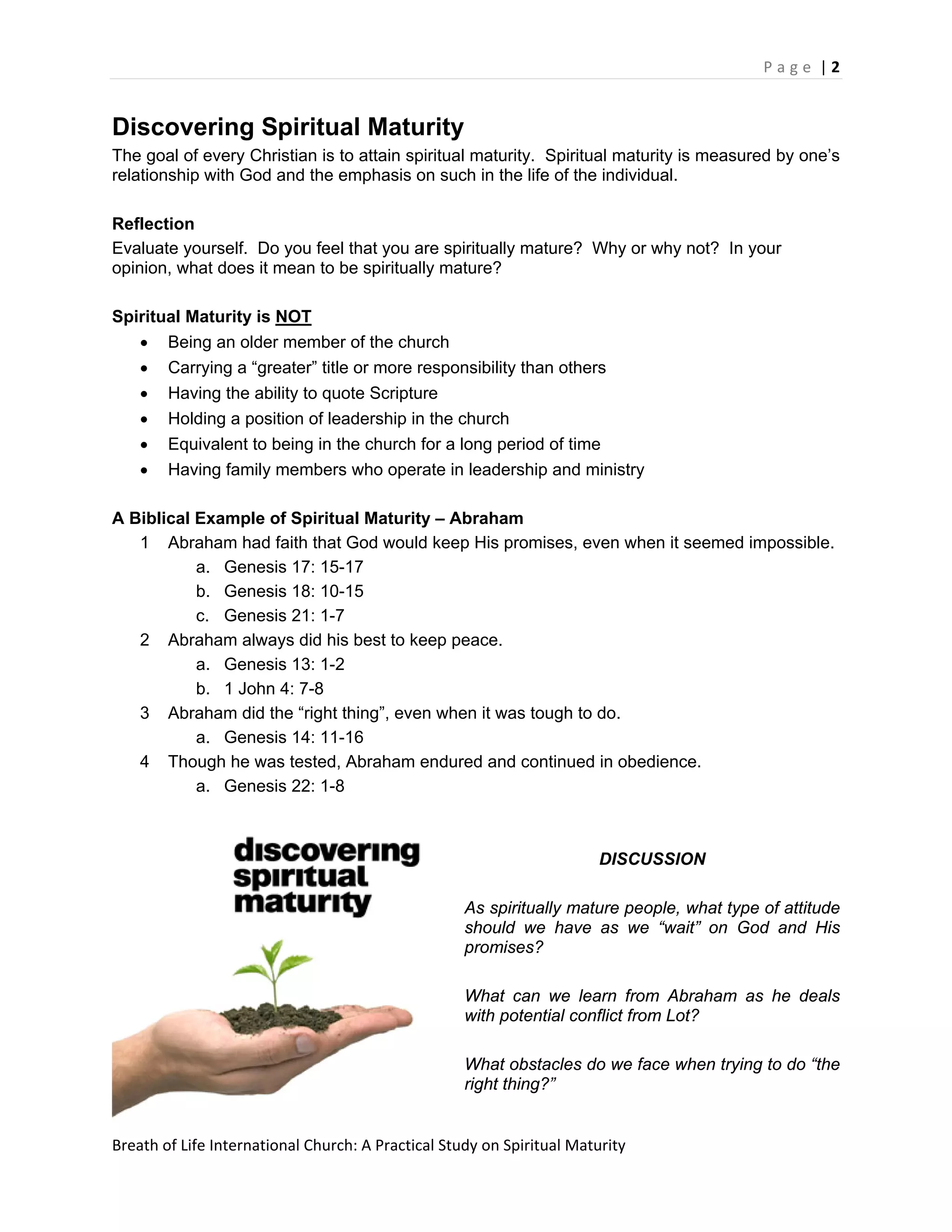 Spiritual Maturity (Bible Study) | PDF