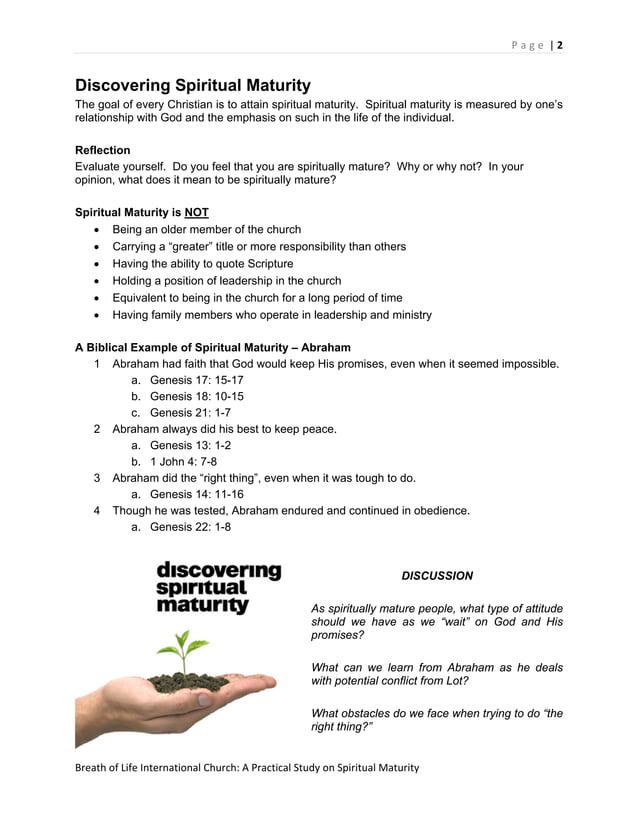 Spiritual Maturity (Bible Study) | PDF