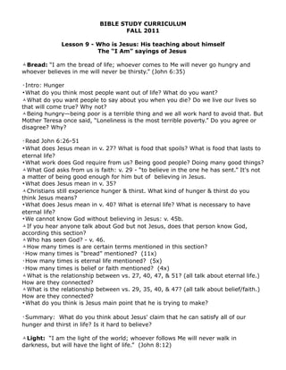 Bible study lesson #9 (fall 2011) | PDF