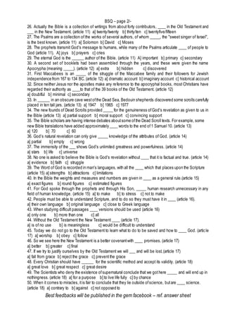 Bible study quiz part 1 | PDF