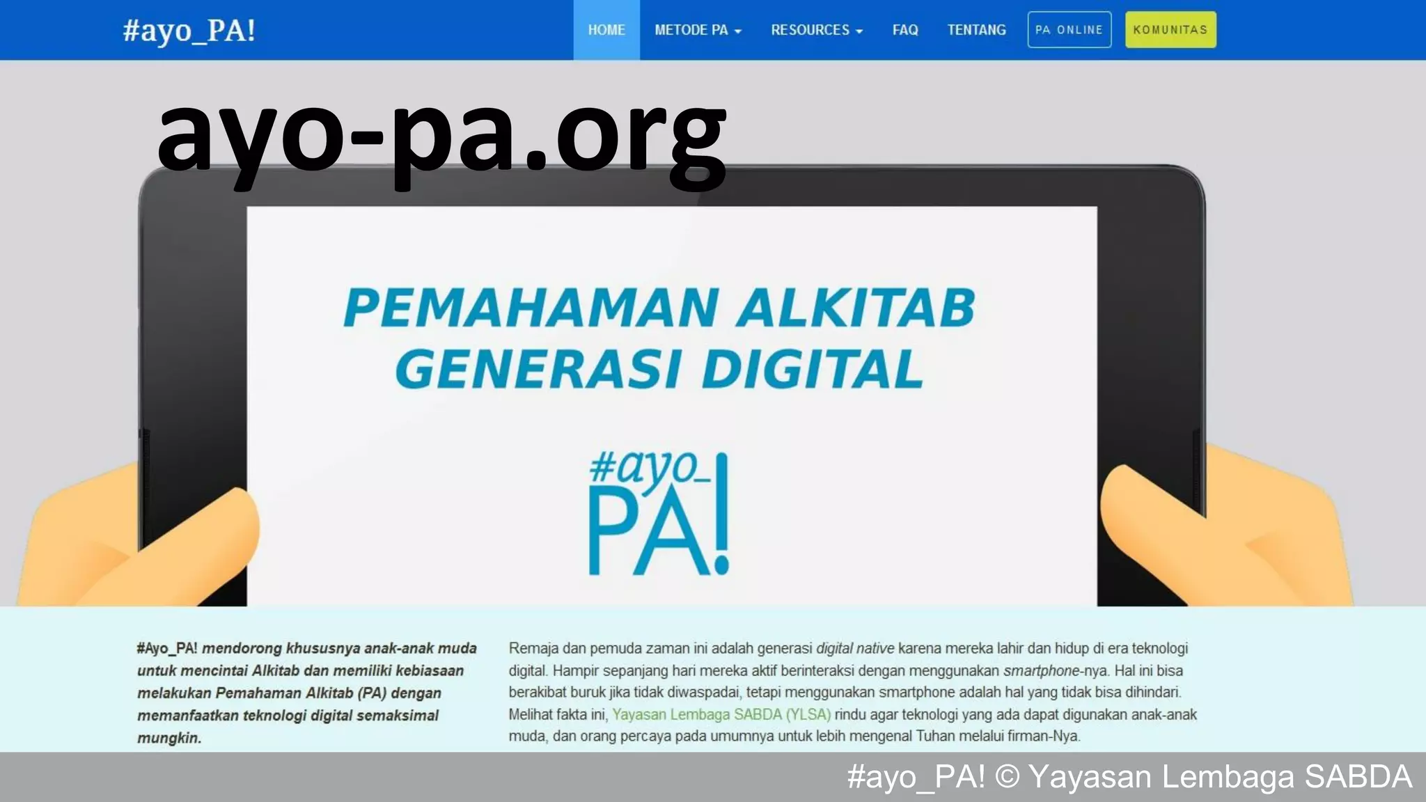 Bagaimana Belajar Alkitab? Training Penggunaan Aplikasi Alkitab SABDA | PDF