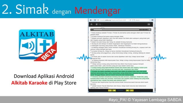 Bagaimana Belajar Alkitab? Training Penggunaan Aplikasi Alkitab SABDA | PPT | Free Download