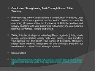 Bible Teaching in the Catholic Faith: Building Unity with Your Pastor ...