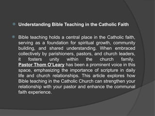Bible Teaching in the Catholic Faith: Building Unity with Your Pastor ...