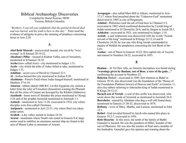 Biblical Archaeology Discoveries | PDF