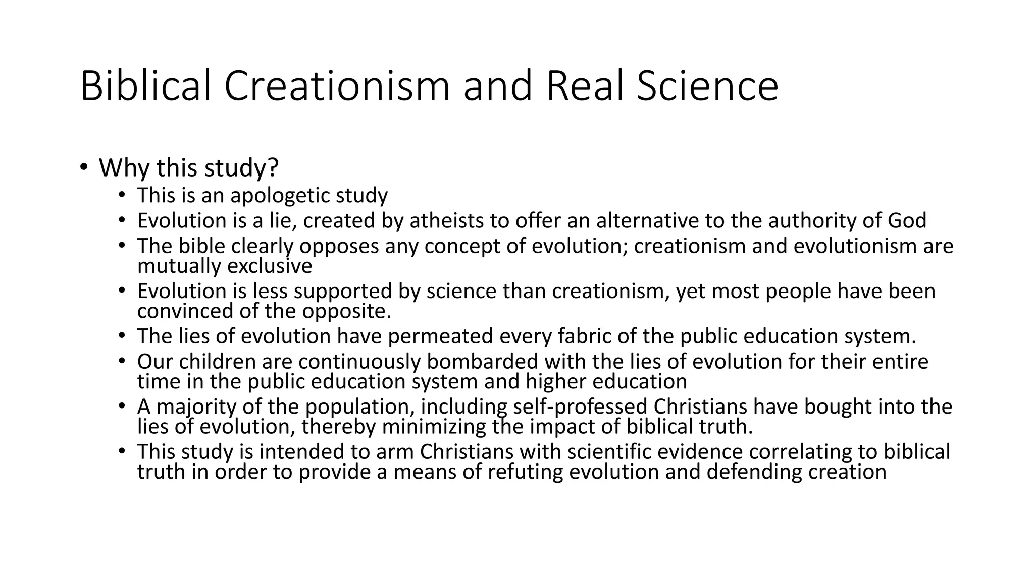 Biblical creationism and real science week 1 | PPTX