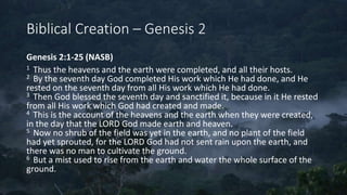 Biblical creationism and real science week 2 | PPTX