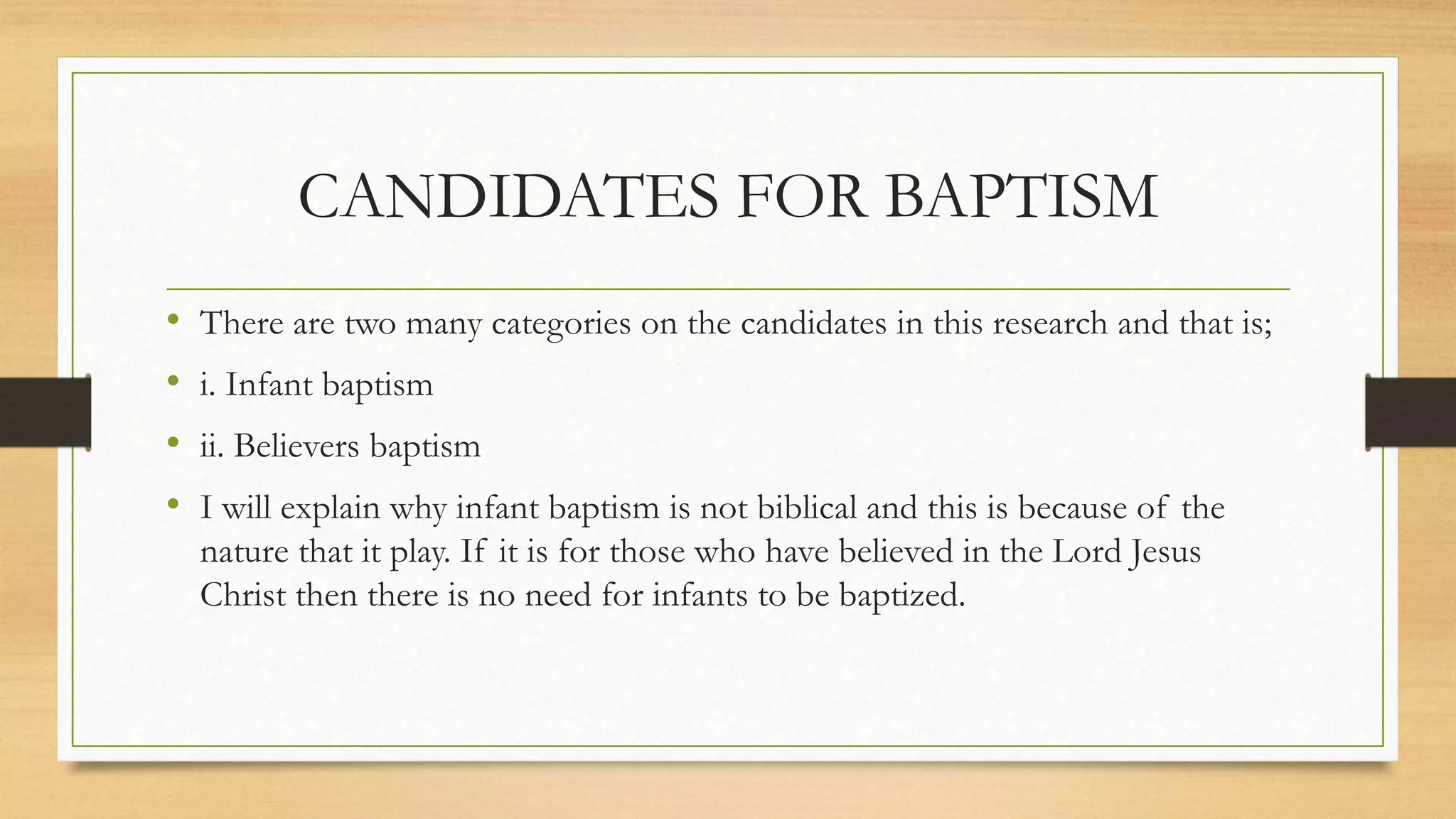 Biblical doctrine of baptism | PPTX