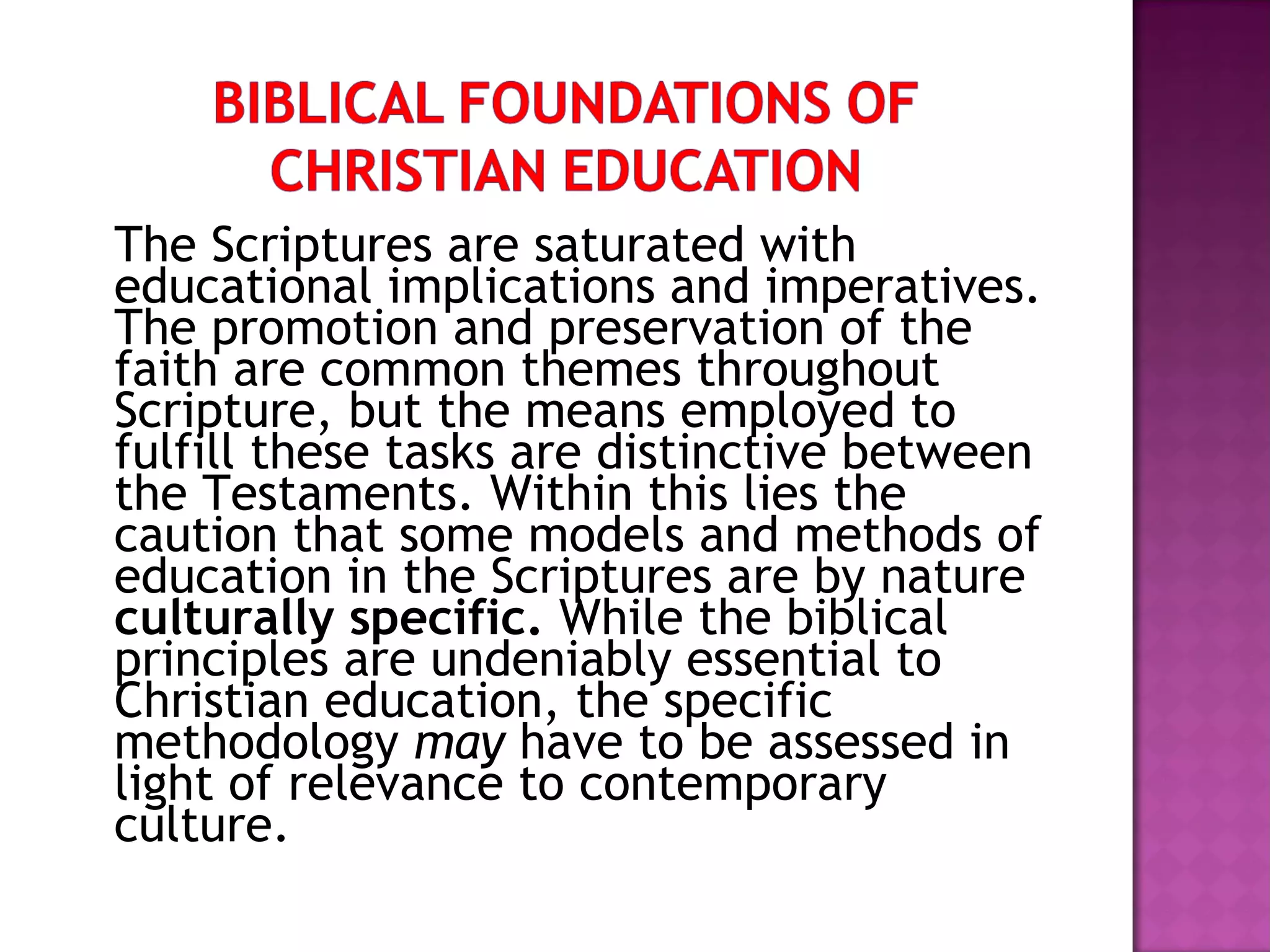 Biblical foundations of christian education (3) | PPT