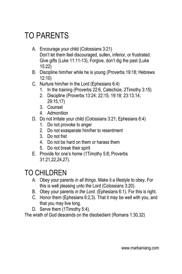 Biblical instructions for a godly family | PDF | Christianity ...
