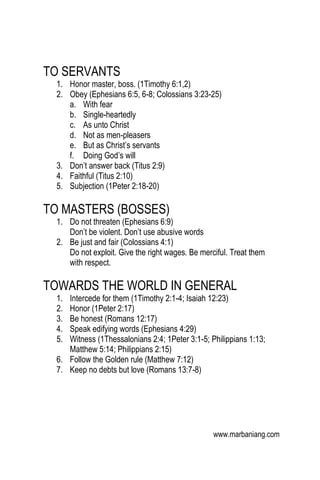 Biblical instructions for a godly family | PDF | Christianity ...