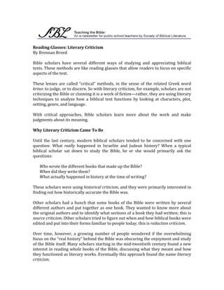 Biblical literary criticism | PDF