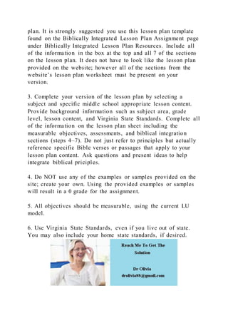 Biblically Integrated Lesson Plan Subject | PDF