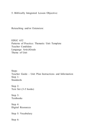 Biblically Integrated Lesson Plan Subject | PDF