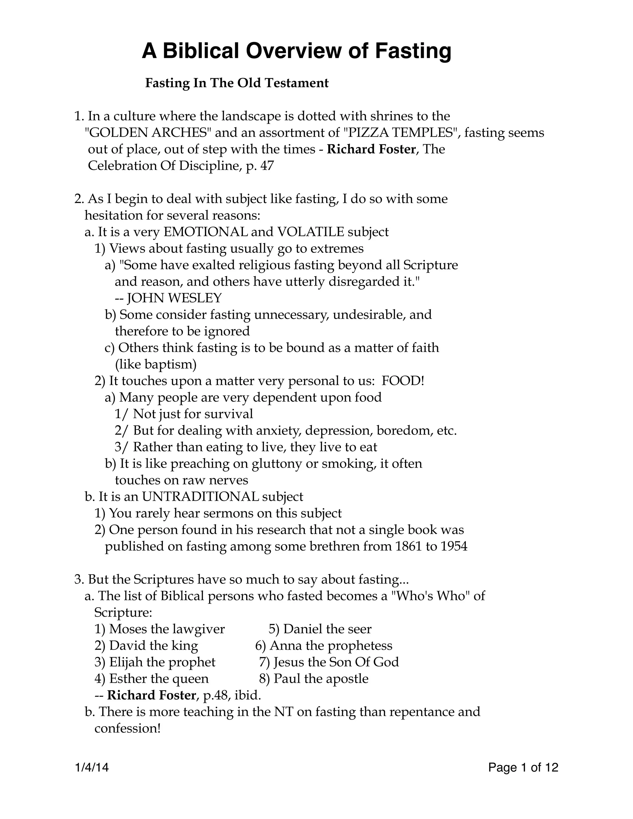 Biblical overview of fasting in the bible | PDF