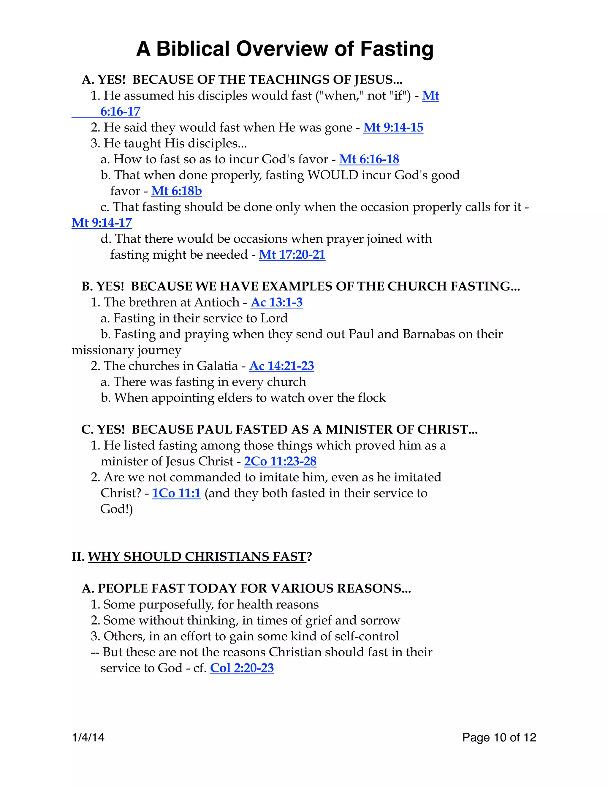 Biblical overview of fasting in the bible | PDF