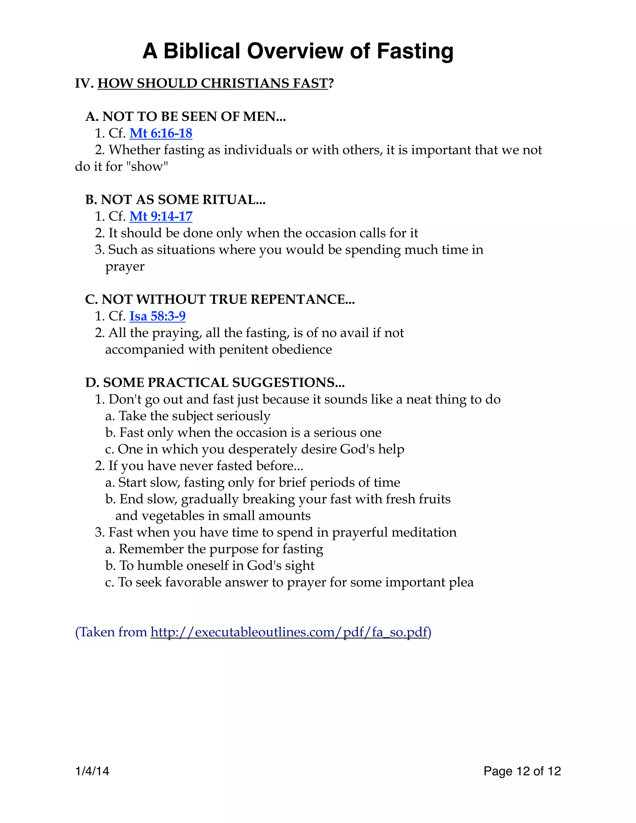 Biblical overview of fasting in the bible | PDF