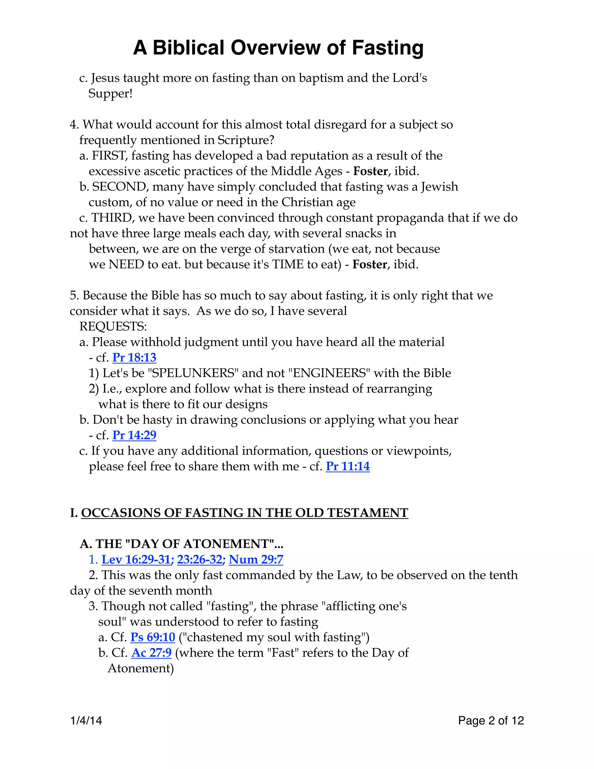 Biblical overview of fasting in the bible | PDF