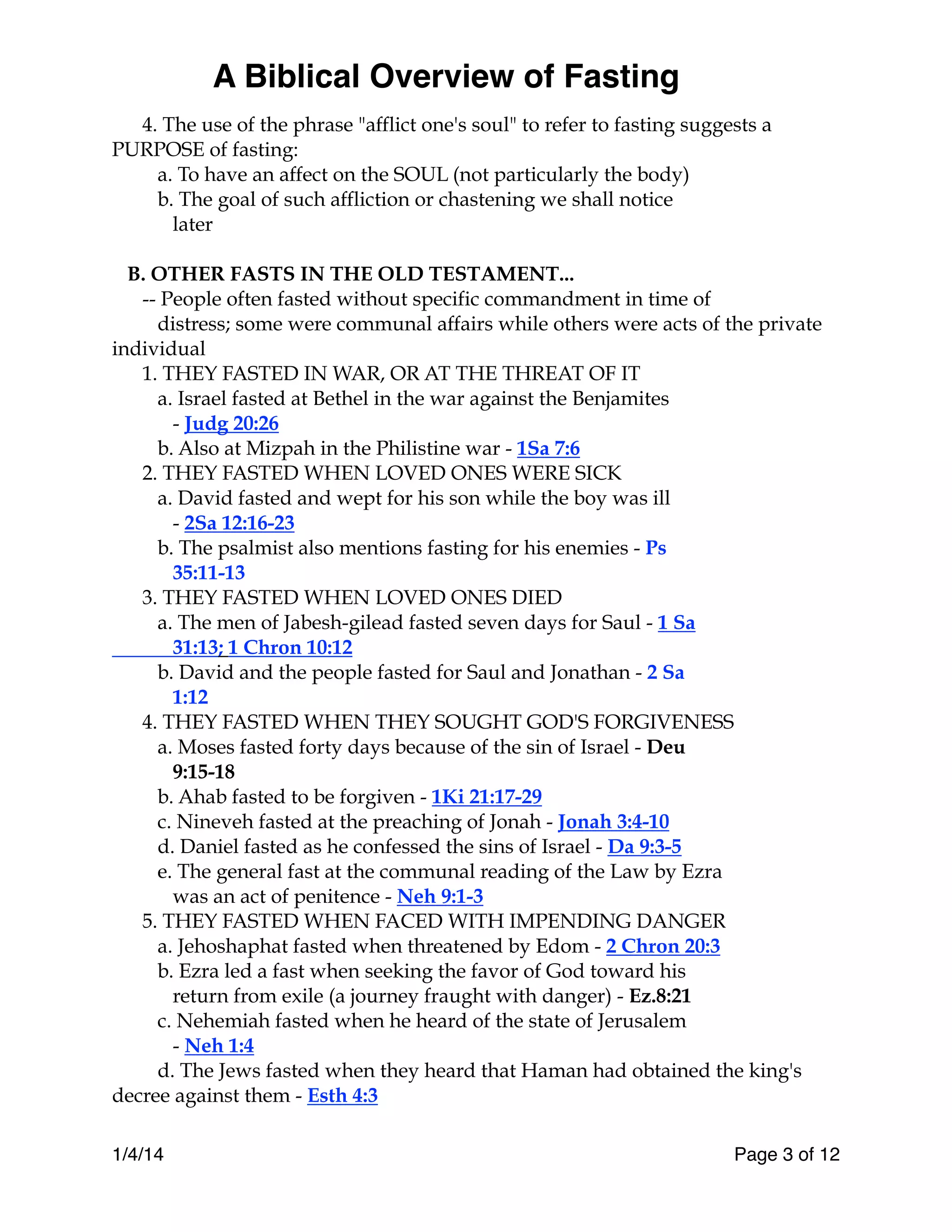 Biblical overview of fasting in the bible | PDF