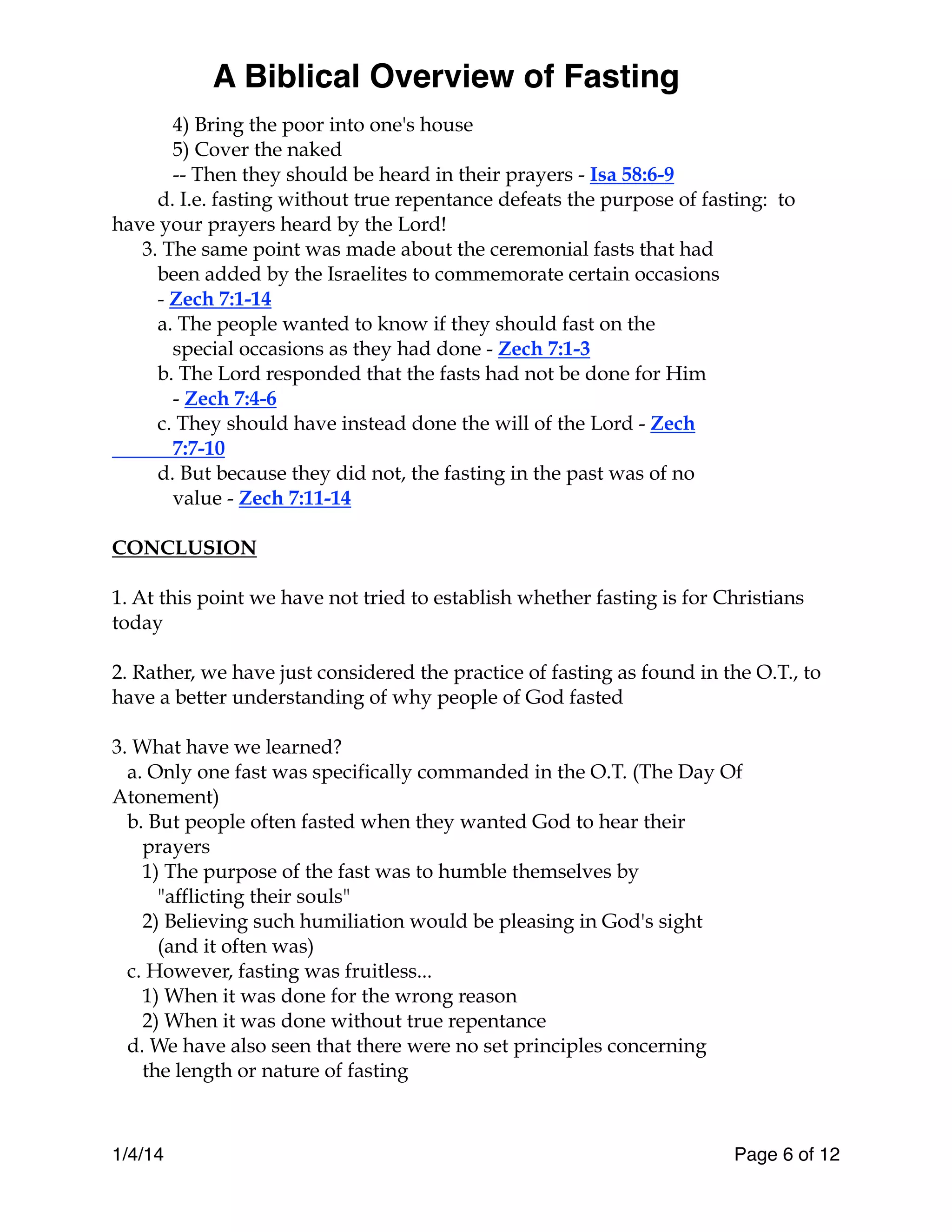 Biblical overview of fasting in the bible | PDF