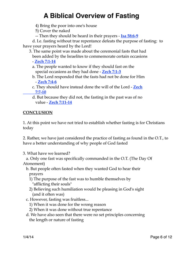 Biblical overview of fasting in the bible | PDF