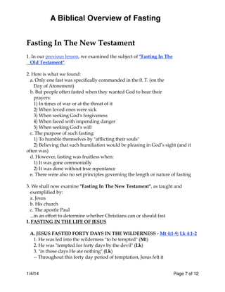 Biblical overview of fasting in the bible | PDF