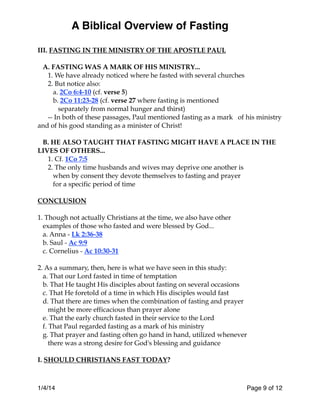 Biblical overview of fasting in the bible | PDF