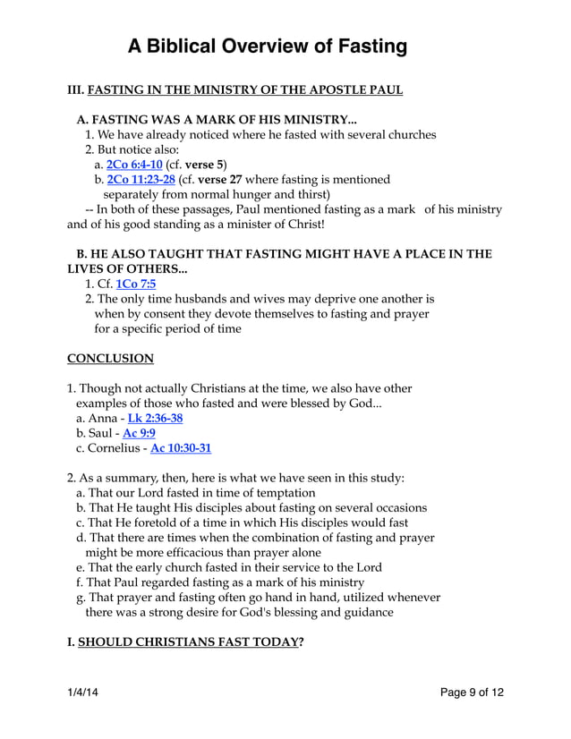 Biblical overview of fasting in the bible | PDF