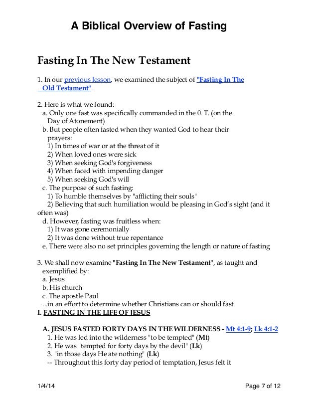 Biblical overview of fasting in the bible