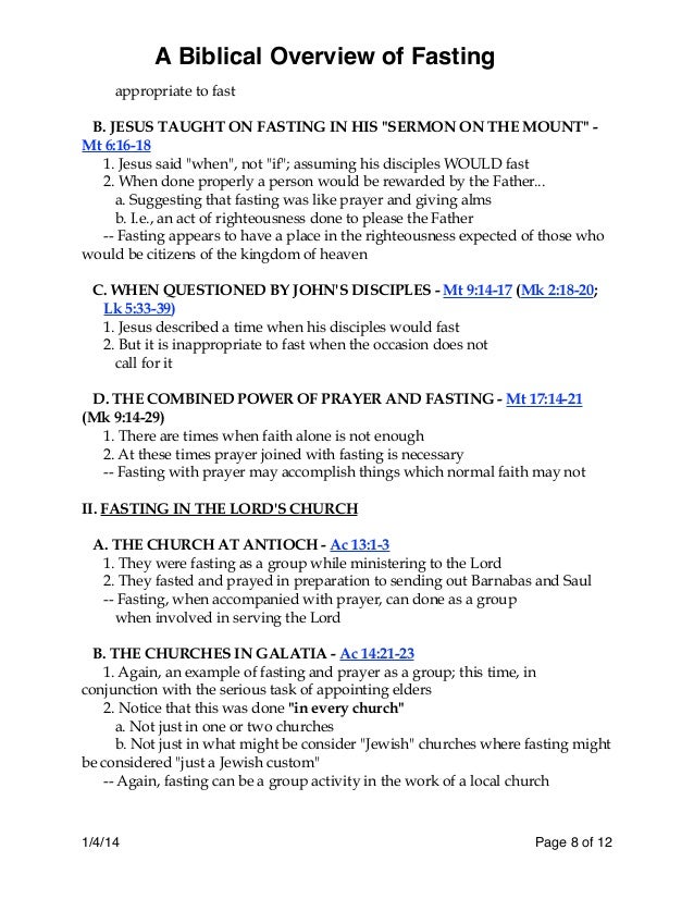 Biblical overview of fasting in the bible