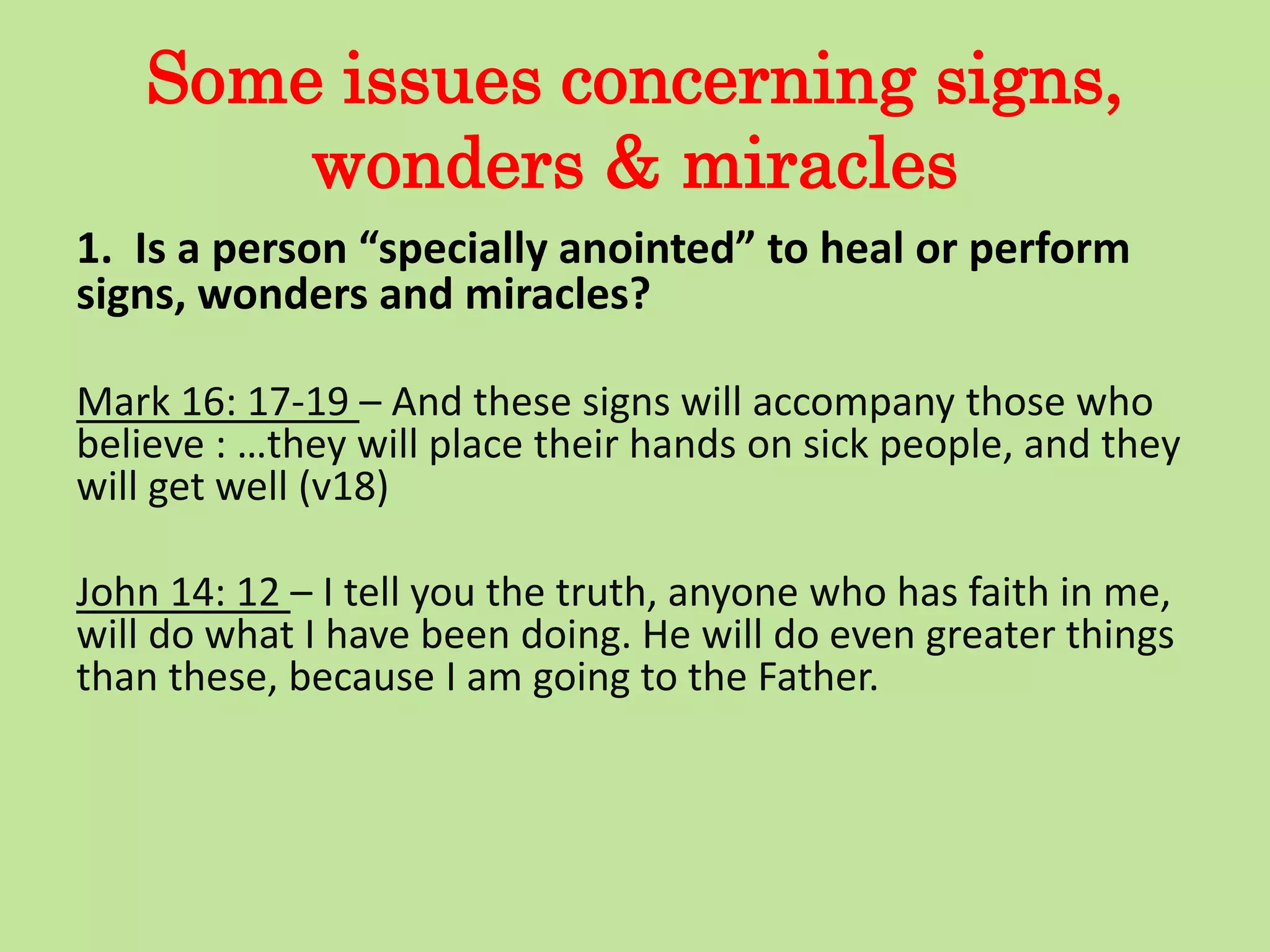 Biblical perspectives of sign wonders and miracles | PDF