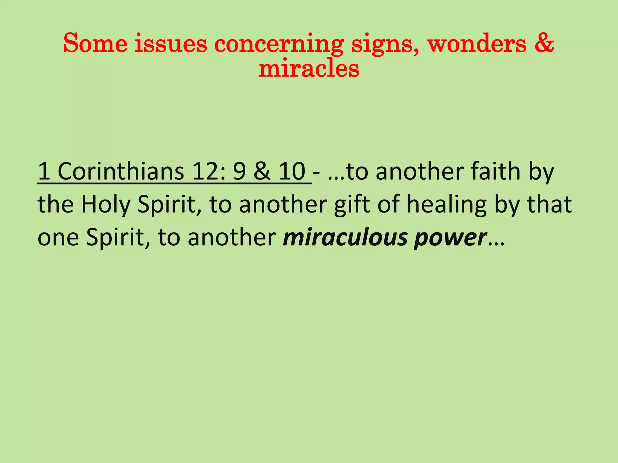 Biblical perspectives of sign wonders and miracles | PDF