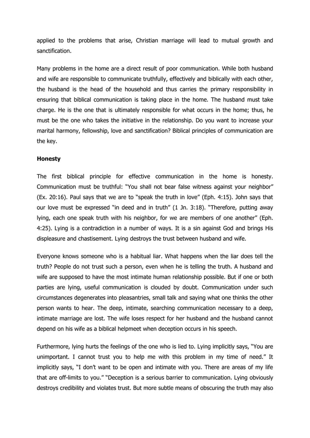 Biblical principles for solving problems in the home | PDF