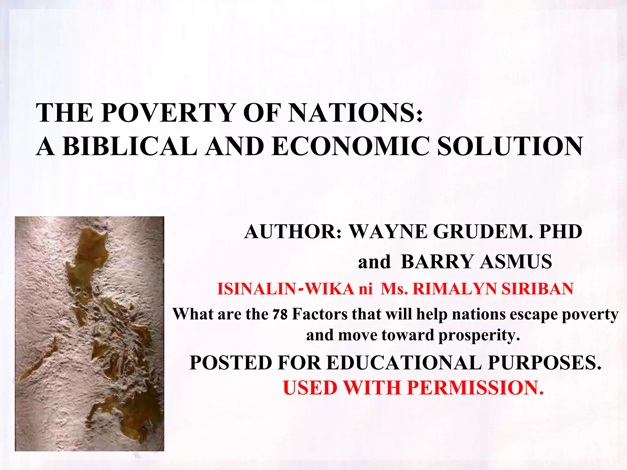 The Poverty of the Nations: A Biblical and Economic Solution | PPT