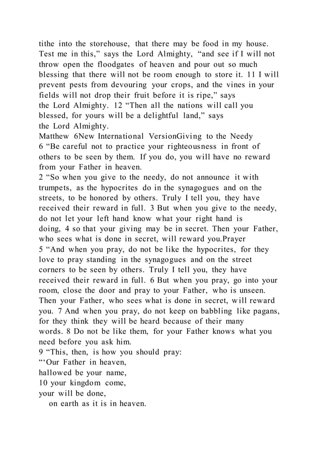 BIBLICAL SYNTHESIS After reading the assigned Bible passages, sy | PDF