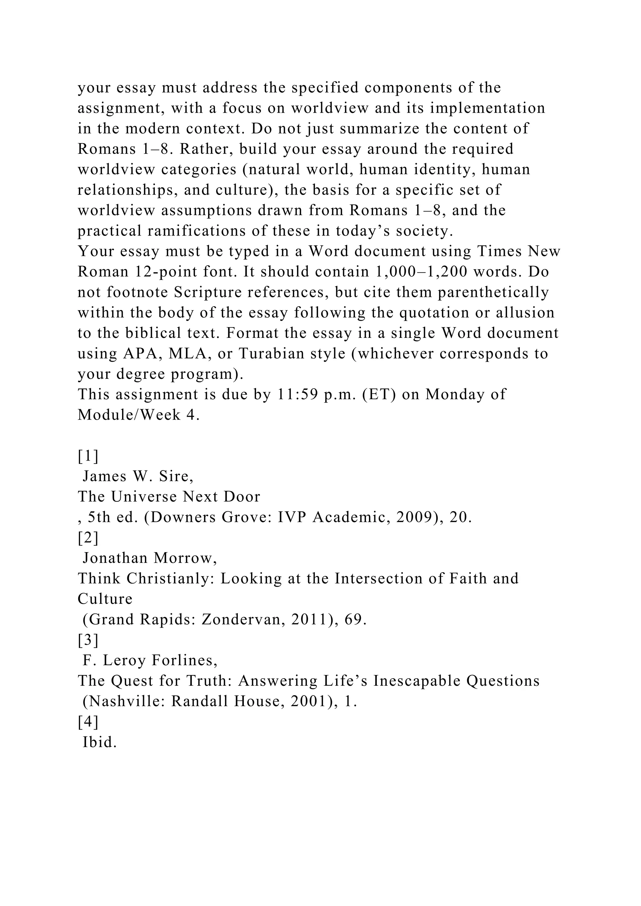 Biblical Worldview Essay InstructionsRationale for the Biblical .docx