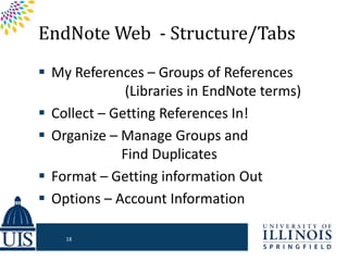 Bibliographic Management Applications -- EndNote, EndNote Web, and Zotero | PPTX