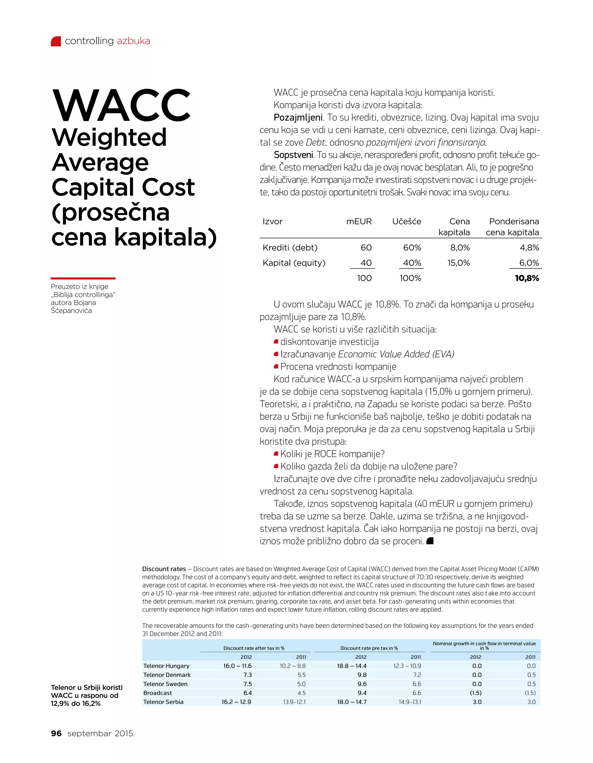 Biblija controllinga - WACC, Controlling magazin 06 | PDF