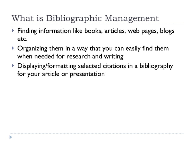 Bibliographic Management Slides Pptxp | PPT