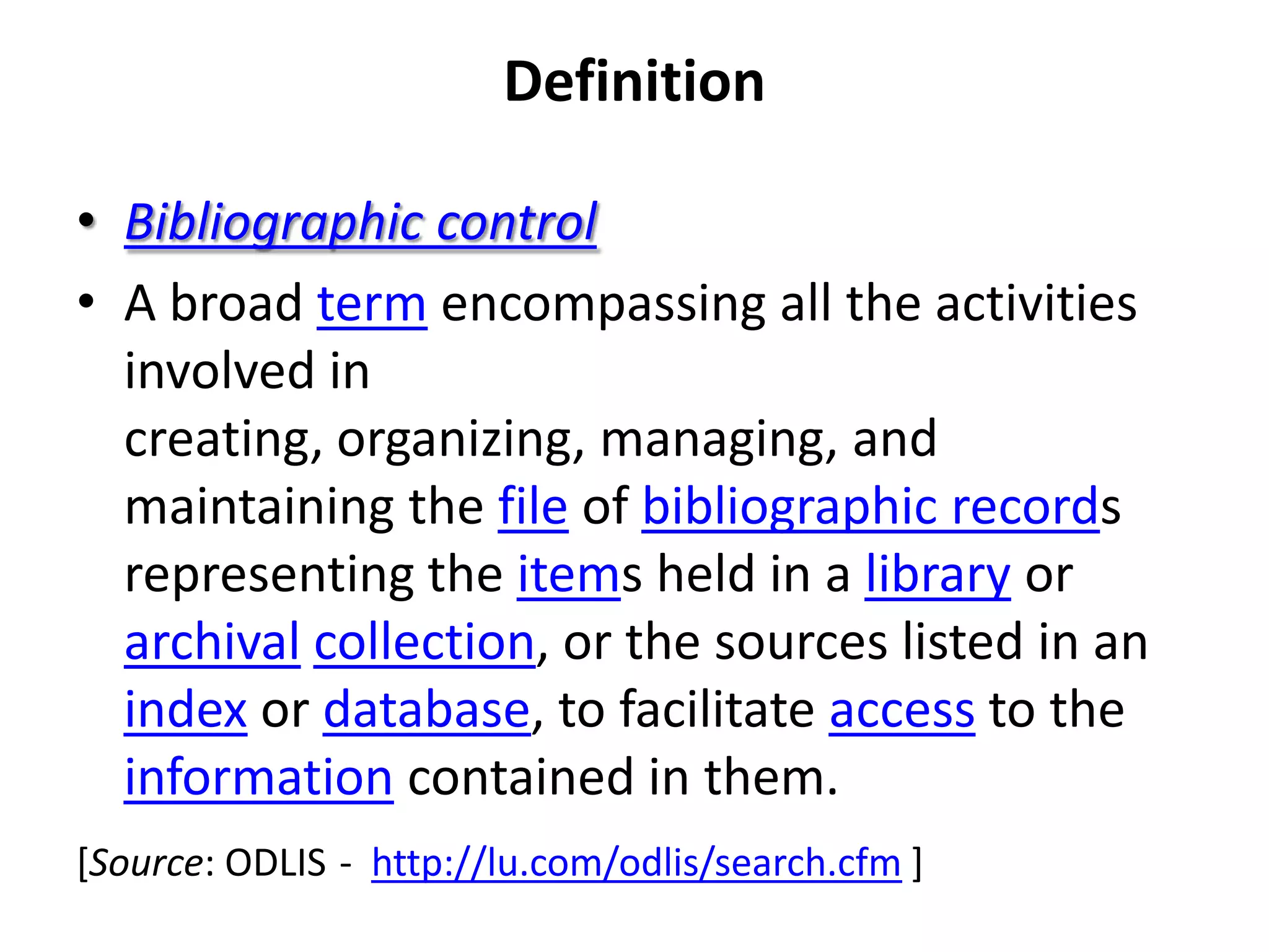 Bibliographic control : Basics | PPT