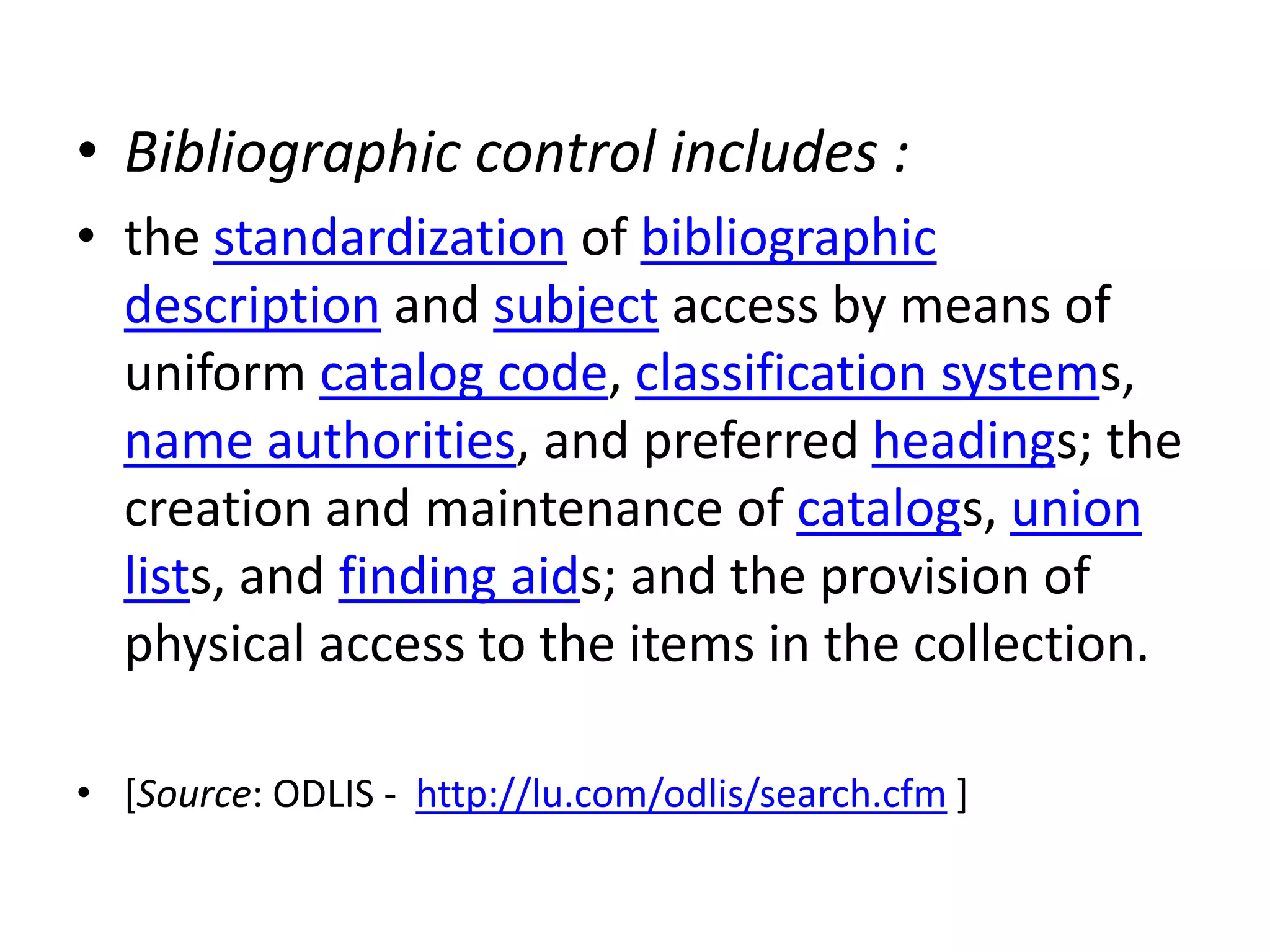 Bibliographic control : Basics | PPT