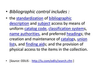 Bibliographic control : Basics | PPT