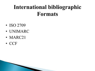 Bibliographic format ISO 2709 | PPTX