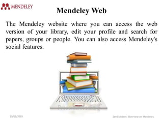 Bibliographic management software overview on mendeley | PPT