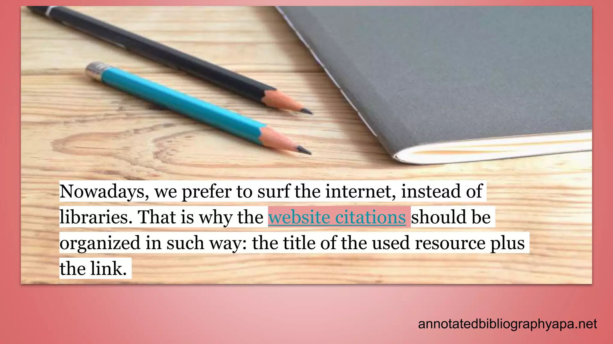 Using Annotated Bibliography APA Generator | PPTX