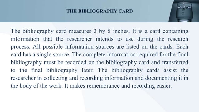 BIBLIOGRAPHY CARD BY PATRICK SUNDAY IBBI.pptx | Books and Literature