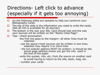 Bibliography Cards | PPTX | Books and Literature