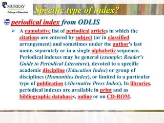 Bibliographies and indexes | PPTX
